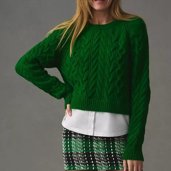 Anthropologie | Tops | Htf Anthropologie Maeve Layered Cableknit Sweater | Poshmark